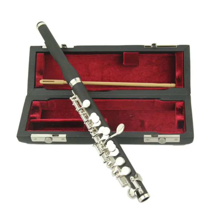 LazaraSuper Silver Plated Key of C Piccolo Flute Instruments with Wood ...