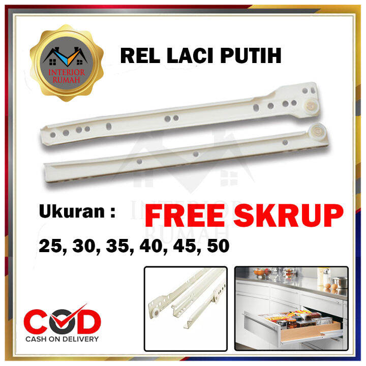 Rel Laci 50 cm Isi 1 Pasang Drawer Runner Cabinet Slide. Biasa Roda ...