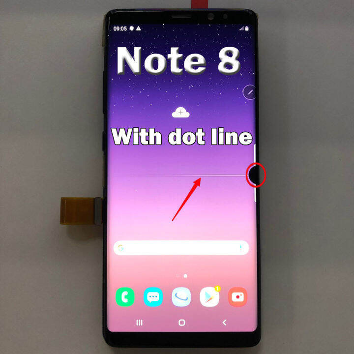 หน้าจอดิจิตอลสัมผัสหน้าจอ LCD เส้นจุดไหม้ของแท้สำหรับ Samsung Galaxy Note 8 N9500 N9500F N9500U ...