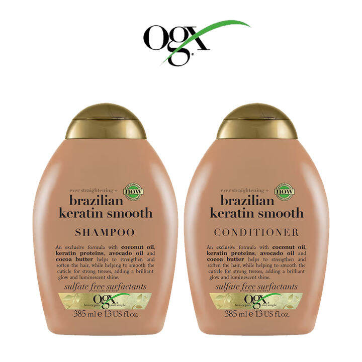 OGX Brazilian Keratin Therapy Shampoo 385ml / Conditioner 385ml - Ever Straightening | Lazada