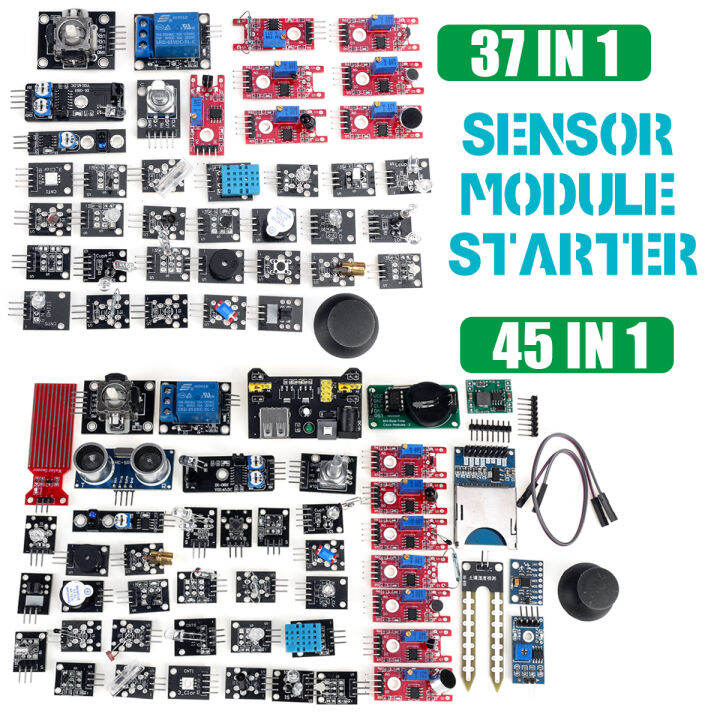 45 IN 1/37 IN 1 Sensor Module Starter Kits Set For Arduino Raspberry Pi Education Bag Package ...
