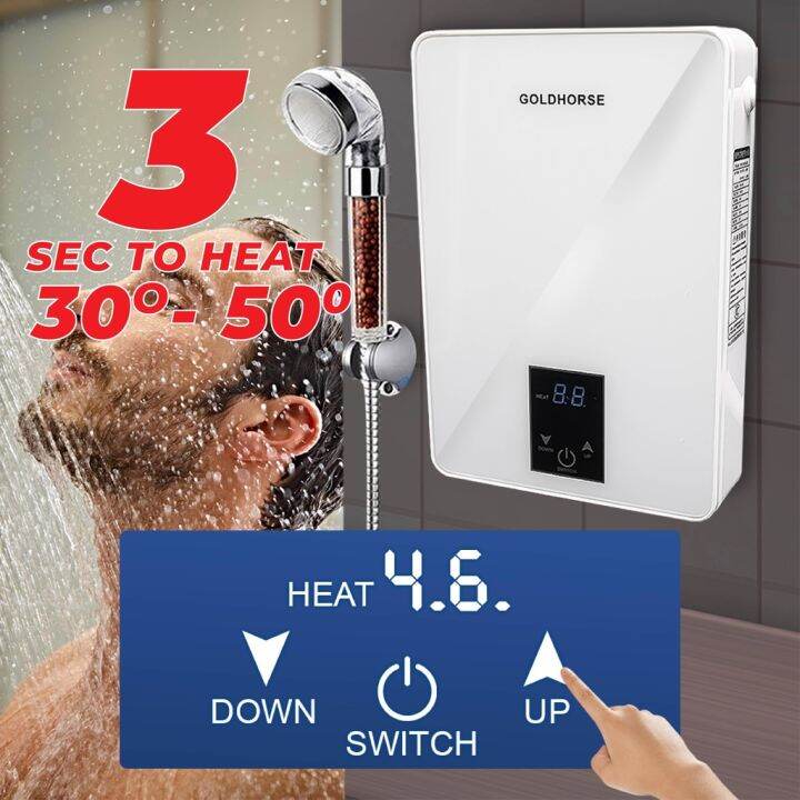Instant Tankless Electric Water Heater LCD Touch Screen Electric Water Heater 6000w Constant ...