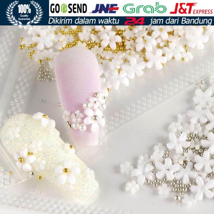 Mini Lima Kelopak Bunga Paku Seni Ornamen Dekorasi Kuku Tiga Dimensi ...