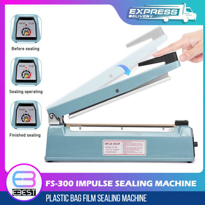 300MM Impulse Sealing Machine FS-300 Food Sealer Metal plastic Bag Film ...