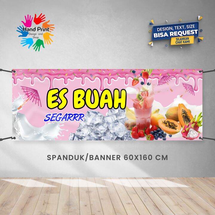 Spanduk Banner Es Buah Minuman Segar Warna Pink Ukuran 60x160 Cm ...