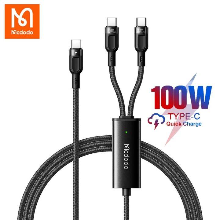 Mcdodo 2 In 1 PD 100W Type C Cable Fast Charging For Flat Laptop ...
