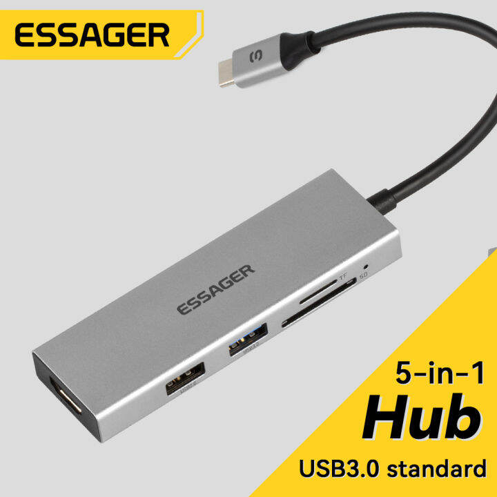 Essager 5 In 1 USB C ฮับ USB USB Type-C ไปยัง HDMI-Compatible แท่นวางคอมพิวเตอร์ Station สำหรับ ...