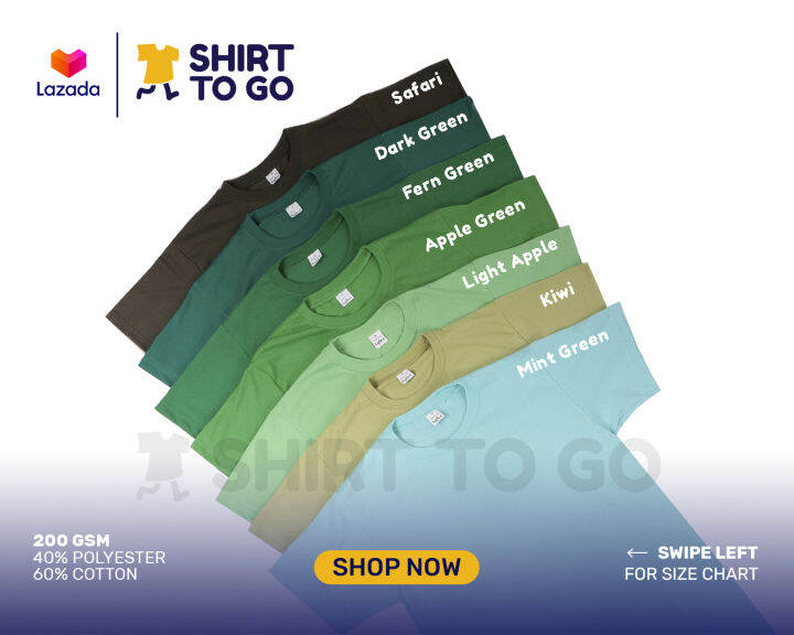 SOFTEX Roundneck Plain T Shirt for Men and Women SHADES OF GREEN ...