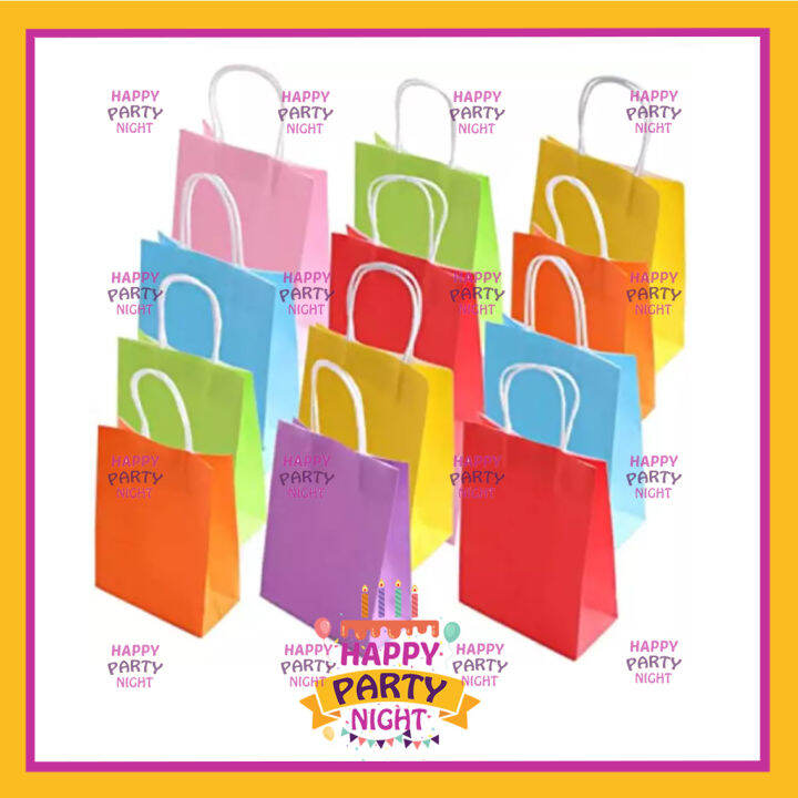 Happy Party Night Small 12 Pcs Plain Paper Bag Recycle Paper Bag Gift ...