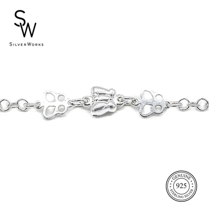 Silverworks Butterfly Charm in Rolo Chain Bracelet B5110 | Lazada PH