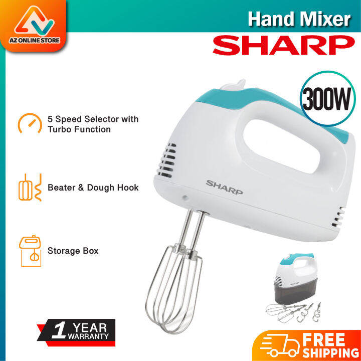 SHARP (EMH55WH) 300W 5 SPEEDS HAND MIXER C/W TURBO FUNCTION & STORAGE ...