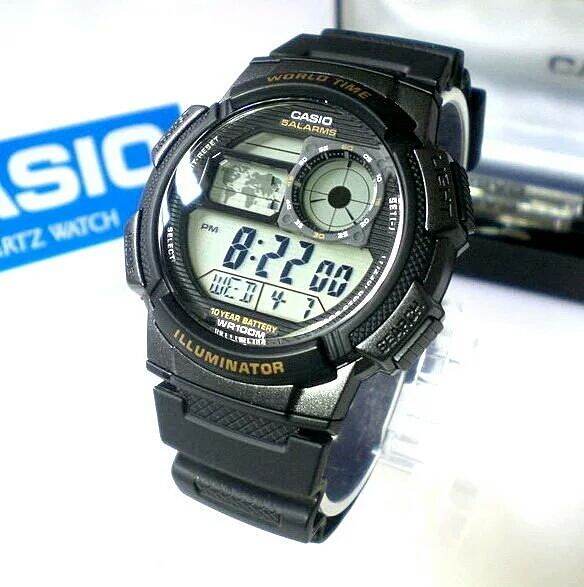 Casio Original AE-1000W-1AVDF Black Dial Black Resin Strap - Jam Tangan Pria Original | Lazada ...