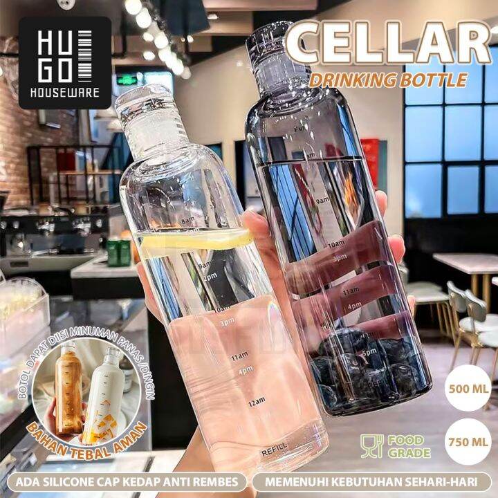 HUGO Botol Minum Aesthetic Water Bottle Termos Botol Bening Transparan ...