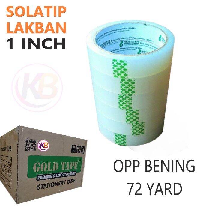 SOLASI / SELOTIP SEDANG / 1 INCH x 72 YARD / 24 MM / GOLD TAPE LAKBAN ...