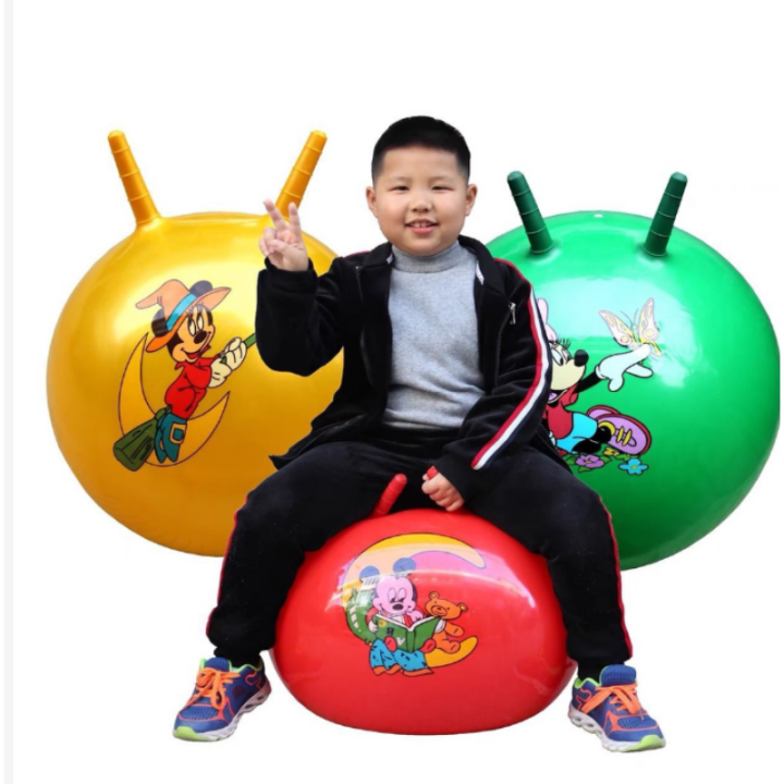 Pure Color Inflatable Bouncing Ball Kids Jumping Hop Ball with Handle ...