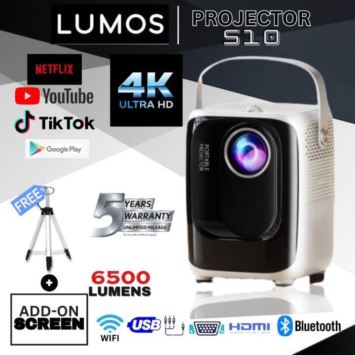 Projector S10 Portable Smart Mini 4K UHD LED OS Android WiFi Bluetooth ...
