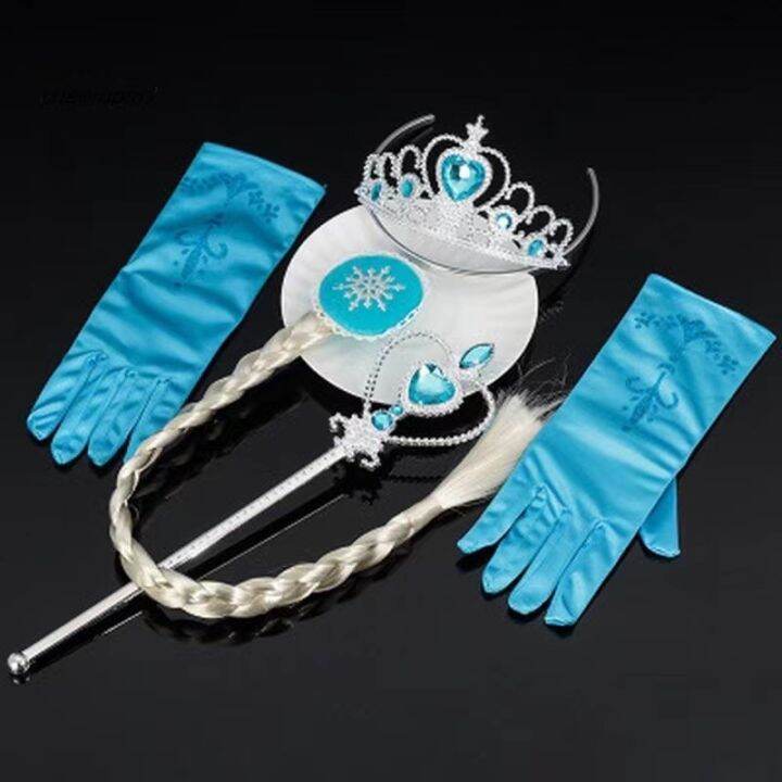 4pcs/set Frozen Princess Wand and Crown Set Elsa Anna Wig and Gloves ...