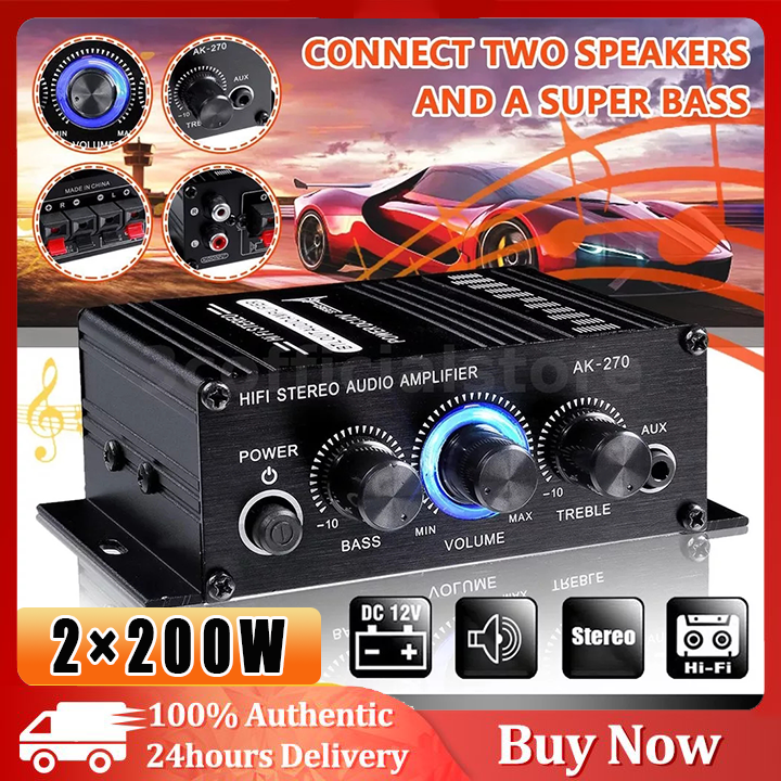 【COD】24hours delivery AK270 12V Mini 400W HIFI Digital Stereo Audio ...