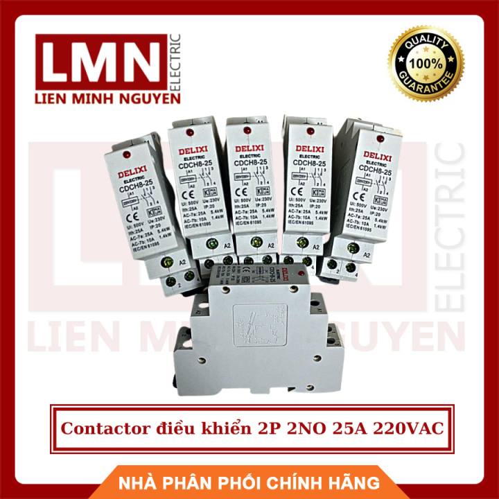 Contactor điều khiển 2P 2NO 25A 220VAC Delixi dùng cho khách sạn chung cư, hàng chất lượng ...