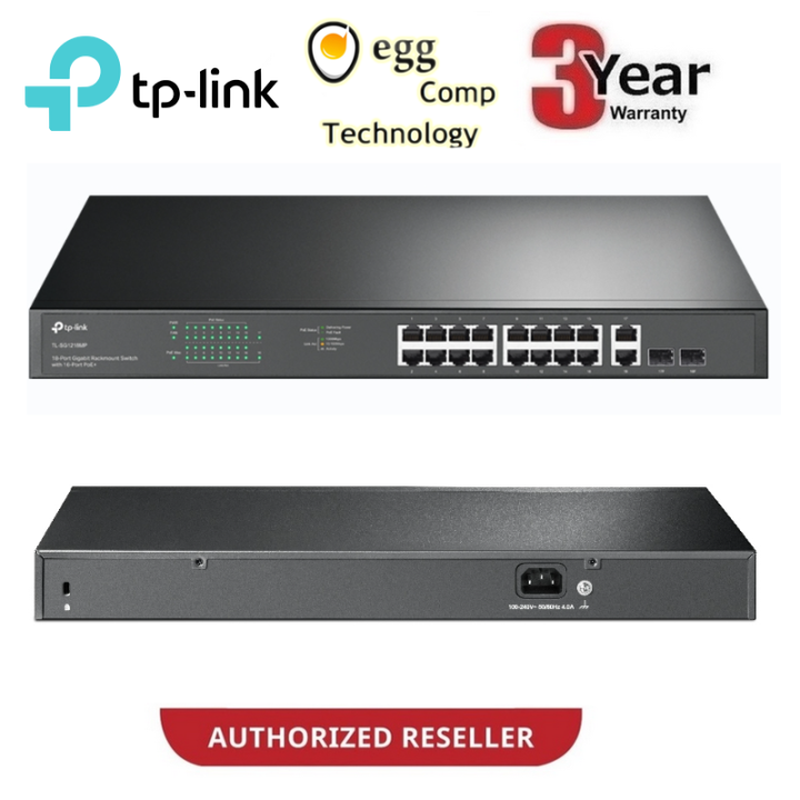 TP-LINK 18-Port Gigabit Rackmount Switch with 16-Port PoE+ TL-SG1218MP ...