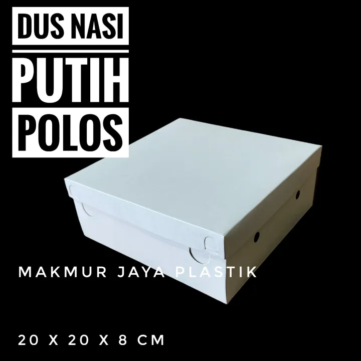 BOX NASI KOTAK DUS 20X20 POLOS PUTIH TEBAL TINGGI 8 CM ISI 50 PC ...