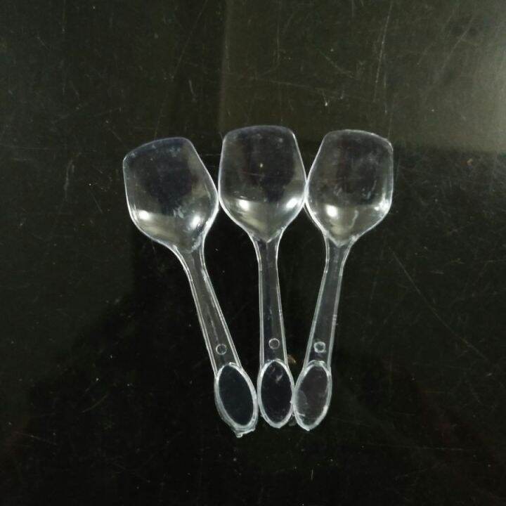 Sendok kecil plastik bening ice cream isi 100 pcs - sendok pudding ...