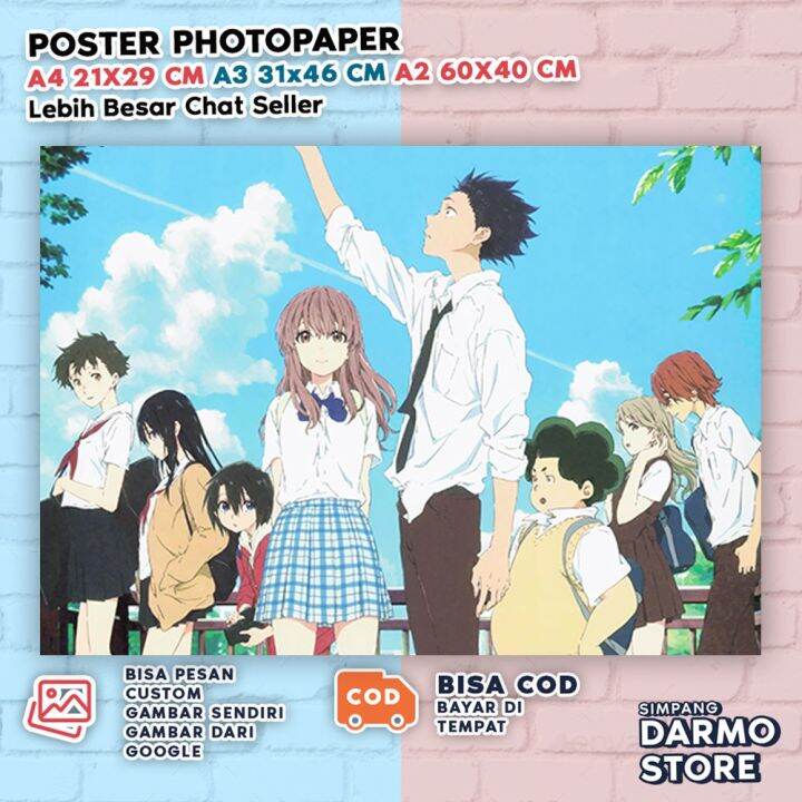 Poster Koe no Katachi Anime A Silent Voice Foster Hiasan Dinding Wibu ...