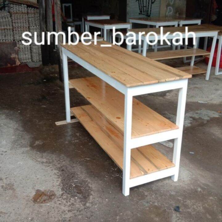 Rak tatakan 3 susun raka meja rak kayu jati belanda | Lazada Indonesia