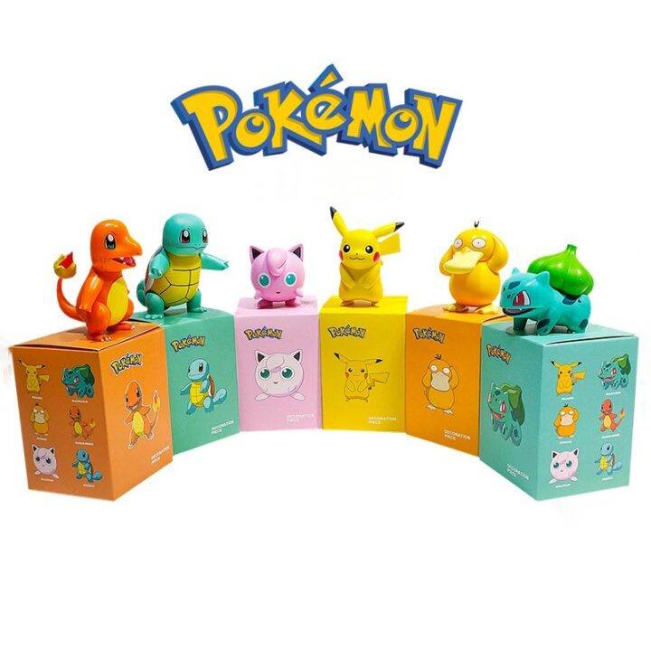 【cw】 Elf Pokémon Pikachu Jeni Turtle Anime Cartoon Ornaments Hand Office Toy Action Doll Model