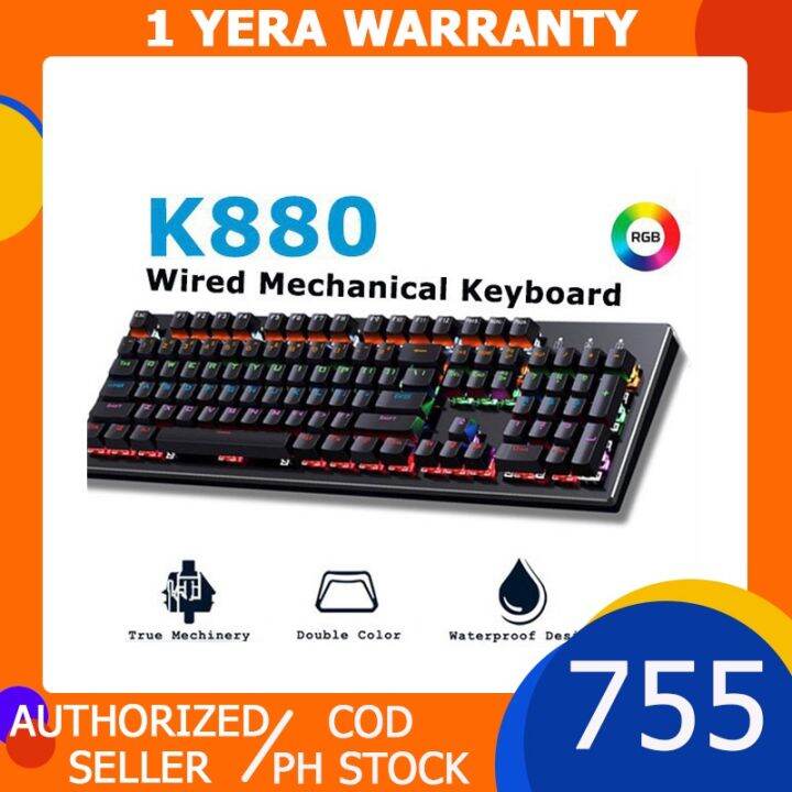 【NEW】 Leaven K880 Keyboard Mechanical Gaming RGB Backlitight 104 Keys Rainbow PC Wired Windows ...