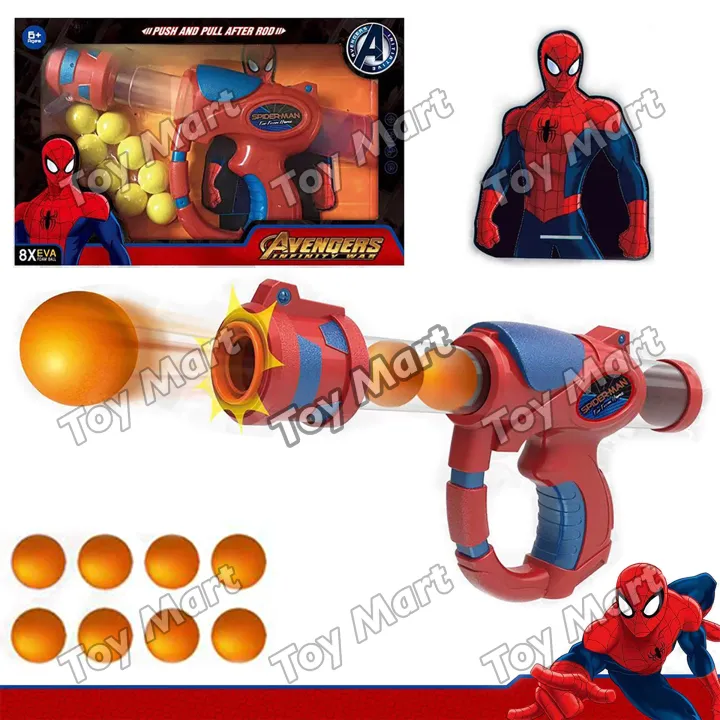 AvengersSpiderman EVA Soft Ball Pump Action Nerf Blaster Toy Gun Spider ...