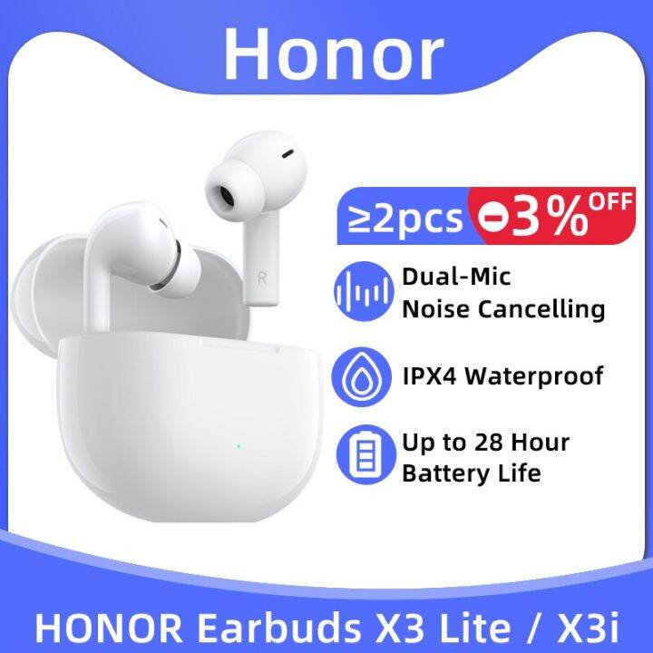 HONOR CHOICE หูฟัง X3 Lite X3i TWS หูฟังไร้สาย Dual-Mic ตัดเสียงรบกวน28ชั่วโมงแบตเตอรี่ Latency ...