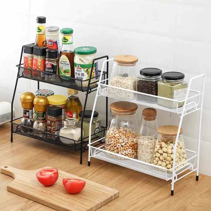 Desktop Double Layer Storage Rack Detachable Iron Kitchen Spice Rack ...