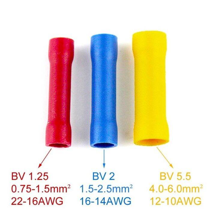 50PCS BV1.25 BV2 BV5.5 Insulated Straight Wire Connector Electrical ...