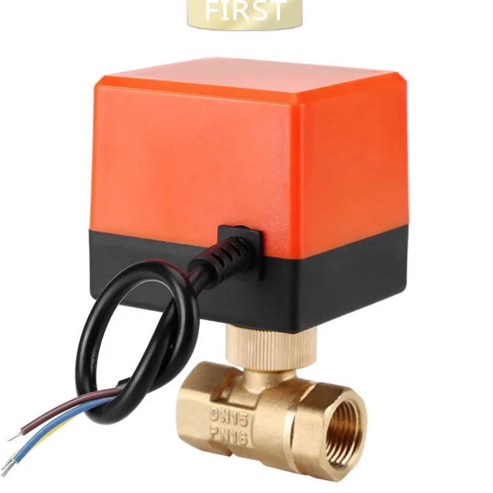 【CW】 DN15 / DN20 DN25 motorized electric 2-way brass ball valve 220V 2 way 3 wire -with actuator ...