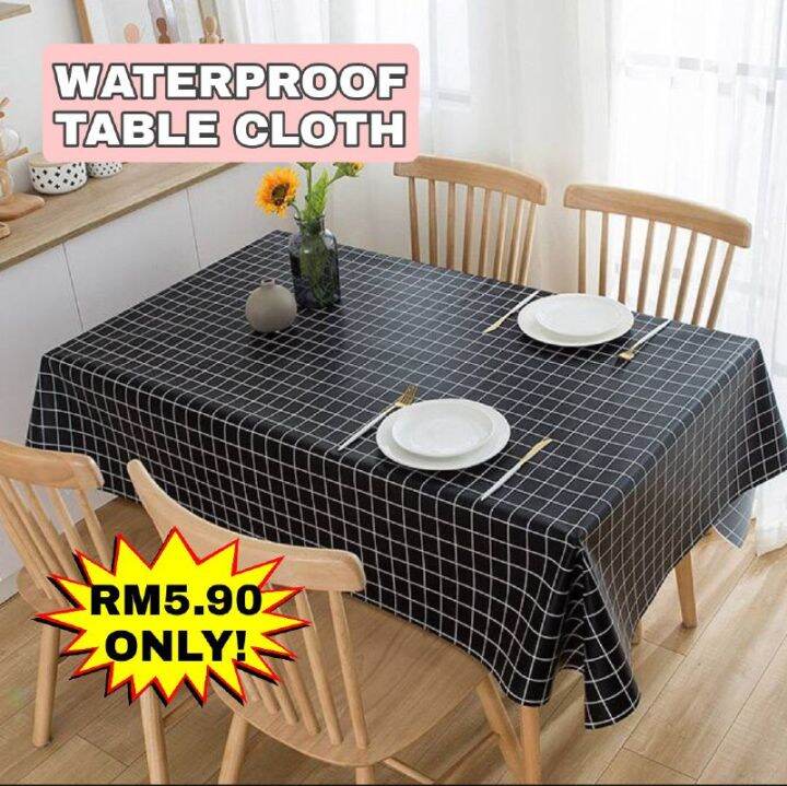 Table cloth water proof alas meja makan 6 kerusi alas meja kopi lapik ...