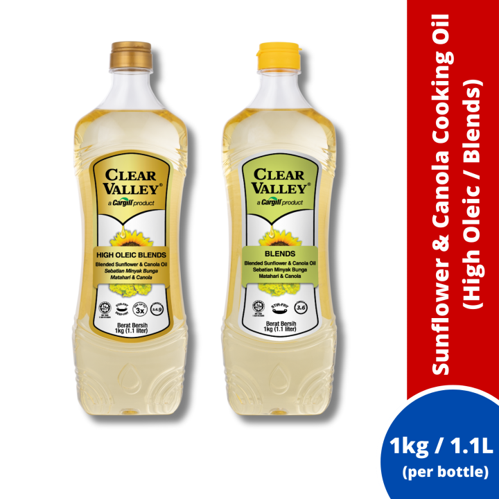 Clear Valley Sunflower & Canola Cooking Oil (1kg / 1.1L) (High Oleic ...