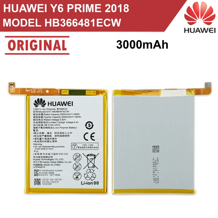 Huawei Y6 Prime 2018 Battery Original Model HB366481ECW (3000mAh) Long Lasting Battery and ...