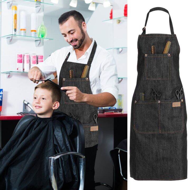 Adjustable Salon Hair Cutting Hairdresser Apron Barber Denim Apron ...