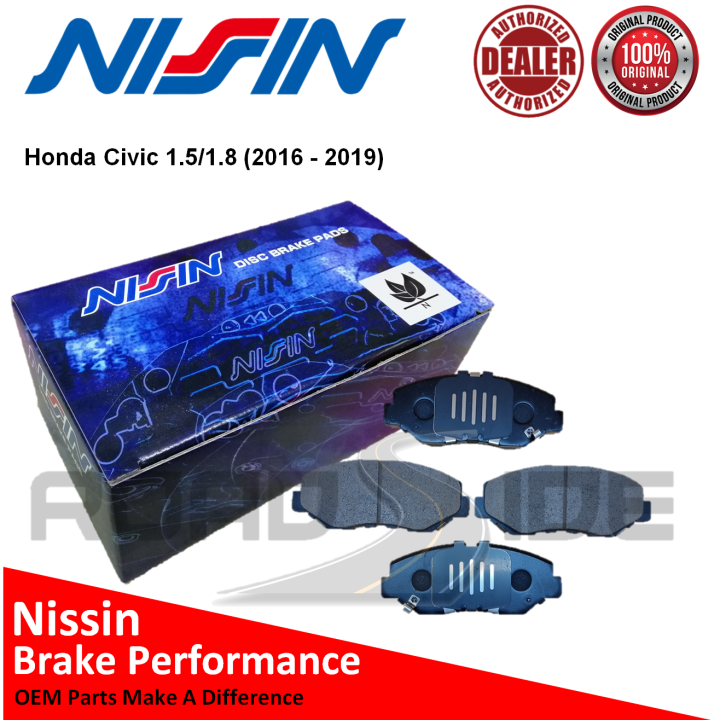 NISSIN Front Brake Pads for Honda Civic 1.5 and 1.8 engine (2016 - 2019) | Lazada PH
