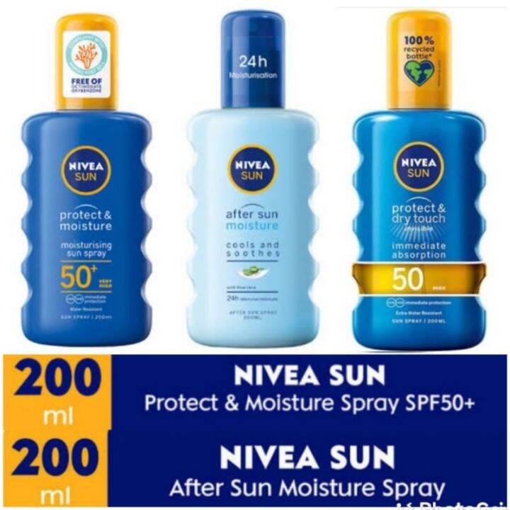 Nivea Sun Protect Moisturiaing Care Spray SPF 50 Dry Touch (200Ml) Very ...