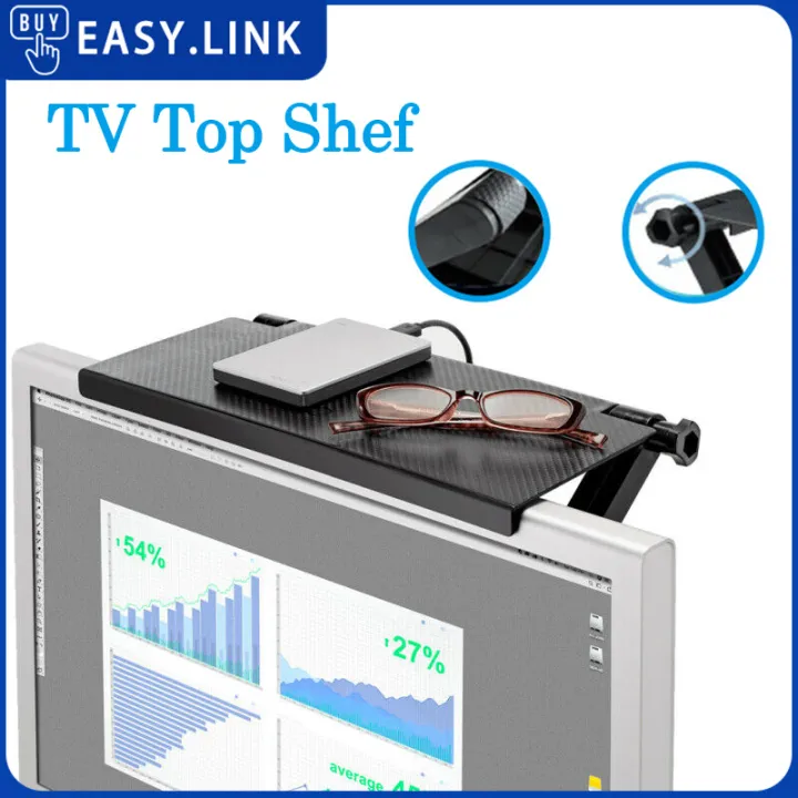Adjustable TV Screen Caddy TV Top Storage Shelf Computer Screen ...