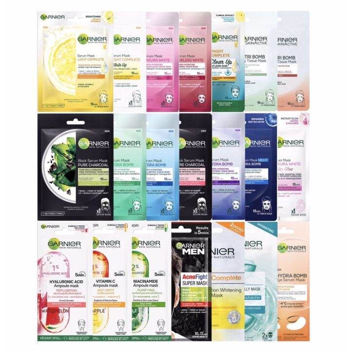 Garnier mask มีหลายสูตรให้เลือก | Lazada.co.th