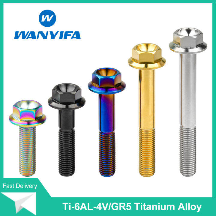 Wanyifa Titanium Bolt M10 x 25 30 35 40 45 50 55 60 65 70 75 80 100mm Pitch 1.25 Hex Head Flange ...