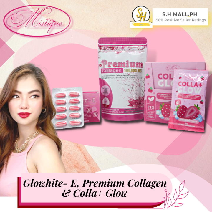 Colla Glow Glowhite - E vitamins Premuim collagen strawberry oral ...