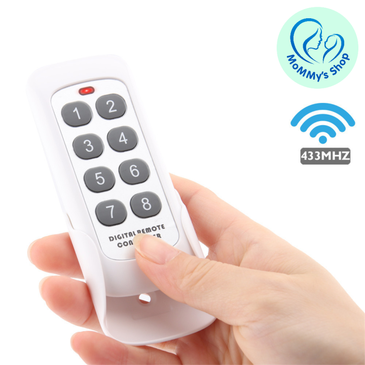 Remote Control RF433 MHz รีโมทคอนโทรลไร้สาย 433MHz แบบ 8 ปุ่ม ของแท้ พร้อมที่แขวนรีโมทและถ่าน ...