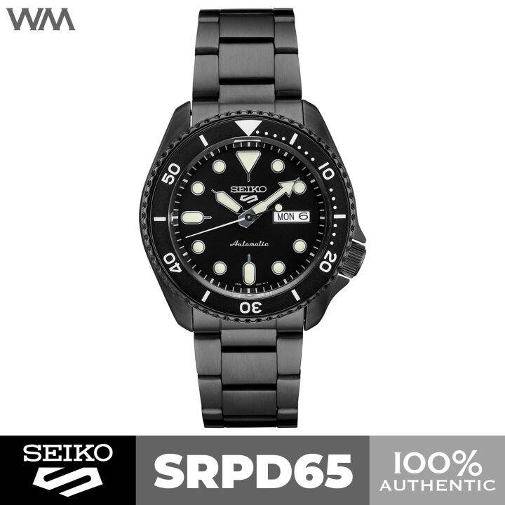 Seiko 5 Sports Black Stealth Stainless Steel 100m Automatic Watch ...
