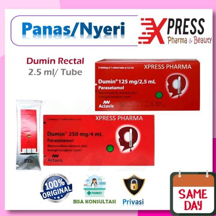 ⚡XPRESS⚡ DUMIN RECTAL Tube 125 / 250 mg Obat Demam Panas Pusing Sakit ...