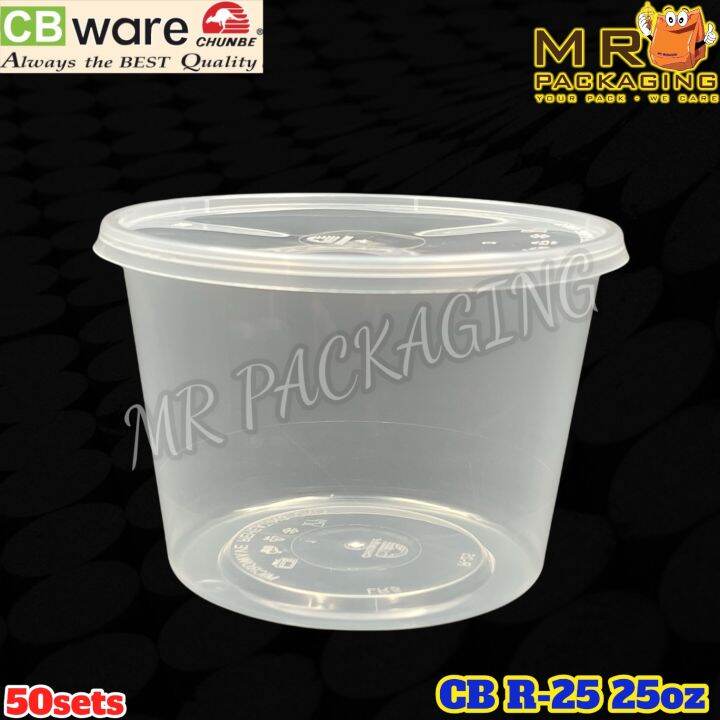 CB R25 Round Container with Lid ( 50sets± ) 650ml 25oz Disposable Plastic Food Box - Bekas ...