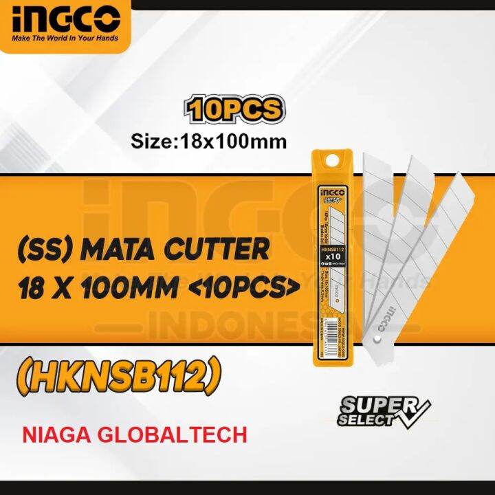 INGCO HKNSB112 MATA CUTTER BESAR 10Pcs 18mm ISI REFILL CUTTER BLADE ...